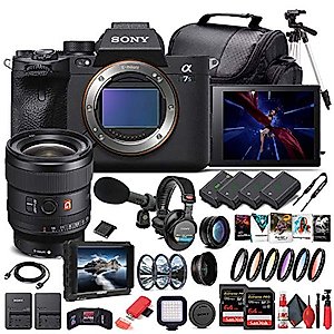 Sony Alpha a7S III Mirrorless Digital Camera (Body Only) (ILCE7SM3/B) + Sony FE 24mm Lens + 4K Monitor + Pro Headphones + Pro Mic + 2 x 64GB Memory Card + 3 x NP-FZ-100 Battery + More (Renewed)