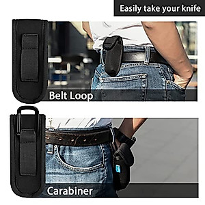 Xxerciz 4inch Pocket Knife Case EDC Multitool Sheath Utility Knife Holster with Carabiner for Smith and Wesson Pocket Knife