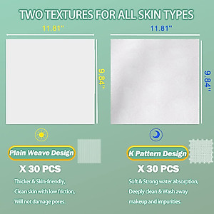 ICOTTON 2 in 1 Disposable Face Towel-100%Cotton Clean Towels for Daytime and Nighttime Use, Large Size Biodegradable Facial Cleansing Towelette Single Use Face Towel for Sensitive Skin Makeup Removing