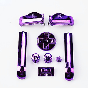 NSLikey A Set Electroplating Plastic Button for Gameboy Advance GBA A B L R Button D-Pad Buttons Chrome Design (Purple)