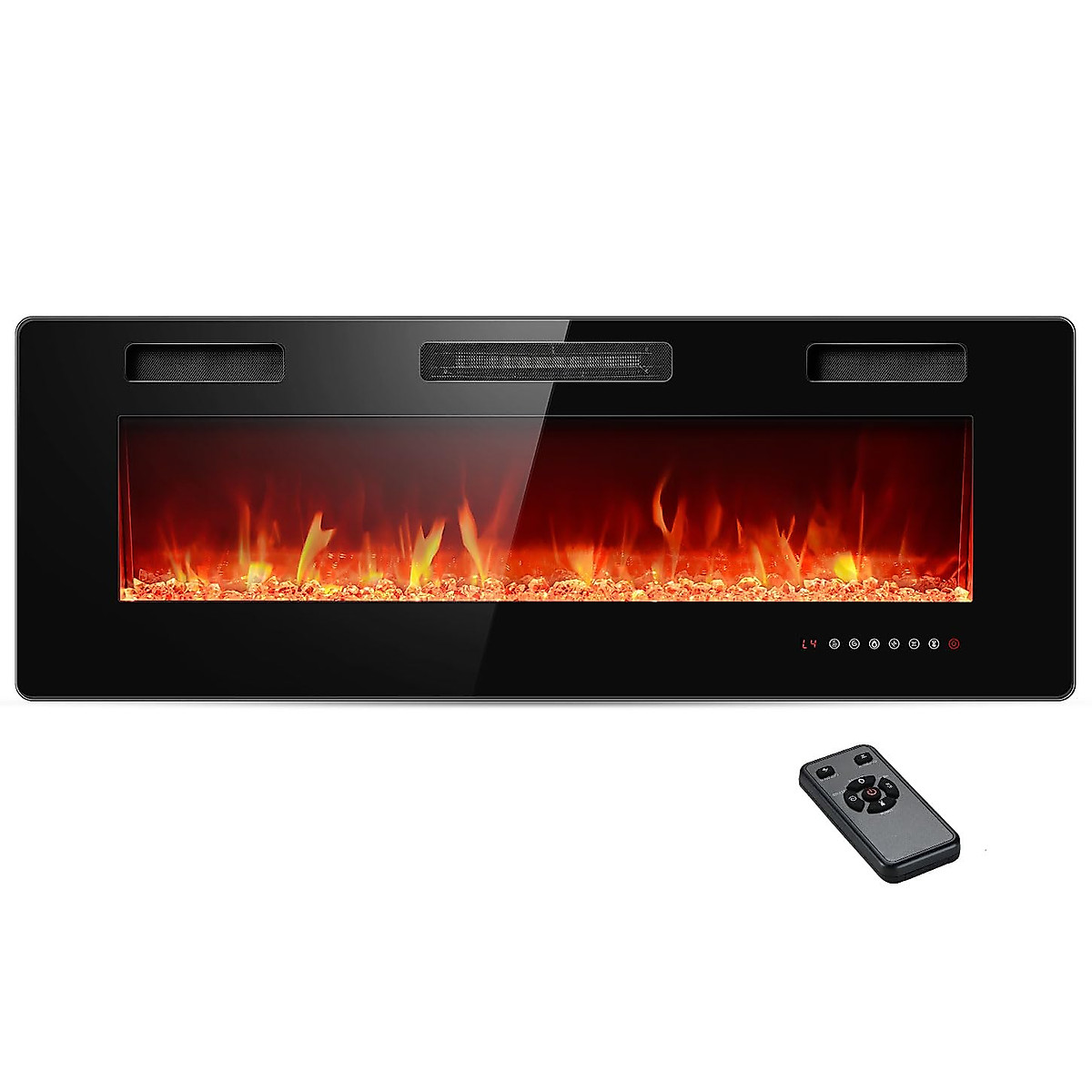 Rintuf 42 inch Electric Fireplace, Recessed and Wall Mounted Fireplace Heater and Linear Fireplace with Multicolor Flame, Timer, 750/1500W Control by Touch Panel & Remote