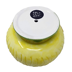 Amehla Scorpion Bowl, 32-ounce Fishbowl Tiki Mug, Hand-Painted Ceramic Island-themed Rum Punch Cocktail Glass with Flaming Volcano Lava Centerpiece