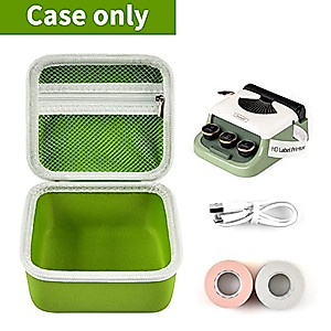 Case Compatible with Makeid HD(300dpi) Label Maker Machine with Tape, Hard Travel Thermal Label Printer Carrying Storage Bag Holder with Accessories Mesh Pocket (Box Only) - Green