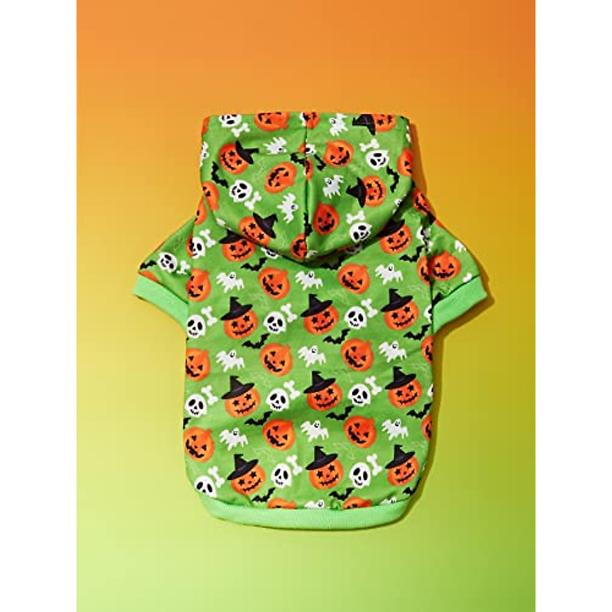 QWINEE Halloween Dog Hoodie Dog Costume Sweatshirt Pumpkin Bat Print Dog Clothes for Puppy Kitten Cat Small Dogs Green Large