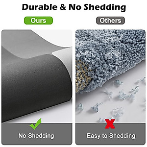 Kmson 2 Piece Bath Mat Set Bathroom Rugs with U-Shaped Mat, Napa Skin Non Slip Ultra Soft and Super Absorbent Diatomite Bath Carpet, Dirt Barrier Quick Dry Floor Door Mat Kitchen Rug Grey