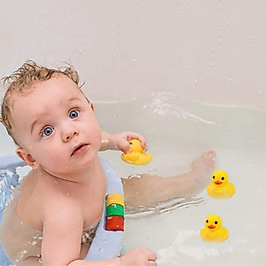 UMBWORLD Preschool Bath Toys Rubber Floating Squeaky Baby Wash Shower Toy for Toddlers Kids Party Decoration 12 Pcs (Yellow Duck)