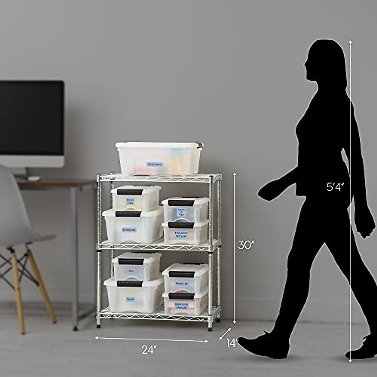 IRIS USA WSU Wire, Garage Shelving Unit, Storage Shelf, 3 Tier, Silver