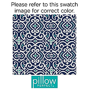 Pillow Perfect Outdoor/Indoor New Damask Marine Square Corner Chair Cushion, 1 Count (Pack of 1), Blue