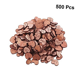 EXCEART 1000 Pcs Heart Table Buttons for Decor Wedding Decoration Heart Shape Patch Button Embellishments Heart Wood Slice Valentines Confetti Sewing Buttons Stickers Wood Grain Wooden