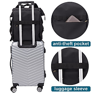 Erihop College Laptop Backpack Women 17 Inch Laptop Bag, Black