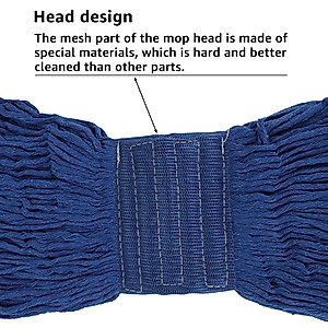 LANIAKEA 4Pcs Commercial Mop Head, Loop-End Mop Head Replacement, Heavy Duty Industrial Mop Heads for Home, Industrial and Commercial Use (Red, Yellow, Blue, Green)