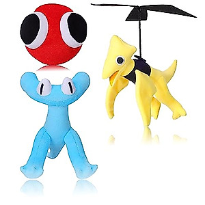 Sokmrus 3pcs Rainbow Friends Plush, Cyan Plush, Lookies Plush, Yellow Rainbow Friends Chapter 2 Plushies (3pc)