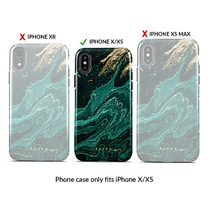 BURGA Phone Case Compatible with iPhone X/XS - Hybrid 2-Layer Hard Shell + Silicone Protective Case -Emerald Green Jade Stone High Luxury Gold Glitter Marble - Scratch-Resistant Shockproof Cover