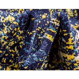 Unique Loom Sofia Collection Area Rug - Casino (5' 3" x 8' Rectangle, Navy Blue/ Yellow)