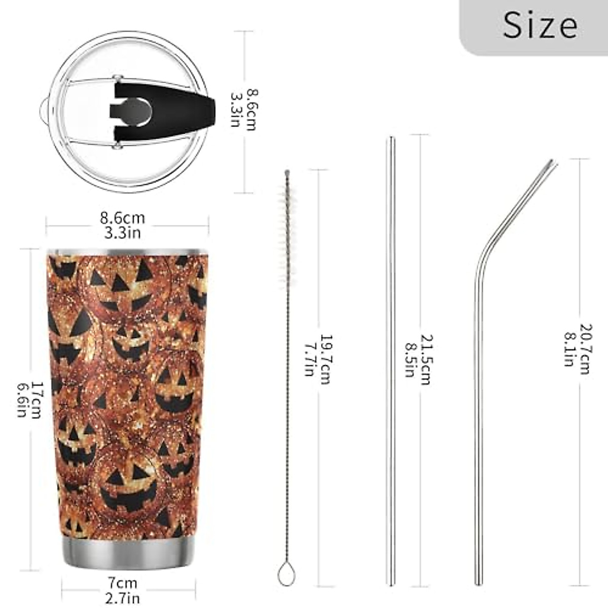 HXshaoye Cartoon cute Christmas orange sequin pumpkin Stainless Steel insulated coffee cup with Lid and Straw mugs for coffee for camping modern coffee mug 20 oz taza termica para cafe caliente 20oz