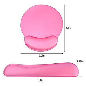 Keyboard Wrist Rest Pad Mouse Pad, Memory Foam, Rest Pads Sets for Comfortable Typing & Wrist Pain Relief, Anti-Slip Rubber Base (Rose Pink)