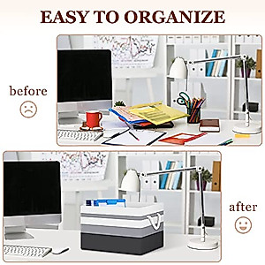 StorageTastic Storage Bin,Collapsible Storage Basket For Organizing,Large Storage Boxes With Rope Handles,Storage Containers,Clothes Organizer,Gradient Grey,Pack of 3