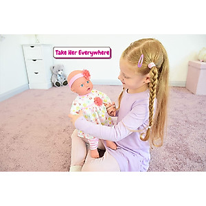 KOOKAMUNGA KIDS 18” Baby Doll Set - Baby Dolls for 2 Year Old Girls & Boys and Up - Comes w/Soft Baby Doll - Toy Baby Bottle - Diaper Bag - Blanket & Pacifier & Plush-Rattle
