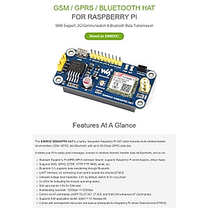 Waveshare GSM/GPRS HAT for Raspberry Pi 2B/3B/3B+/Zero/Zero W/Jetson Nano Based on SIM800C Support SMS Data Transfer ect