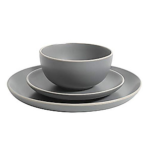 Gibson Home Rockaway 12-Piece Dinnerware Set Service for 4, Grey Matte -