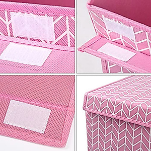 Mayniu Large Toy Storage Box Chest with Lid, Sturdy Toys Boxes Bin Organizer Baskets for Nursery, Closet, Bedroom, Playroom 25"x13" x16" (Pink)