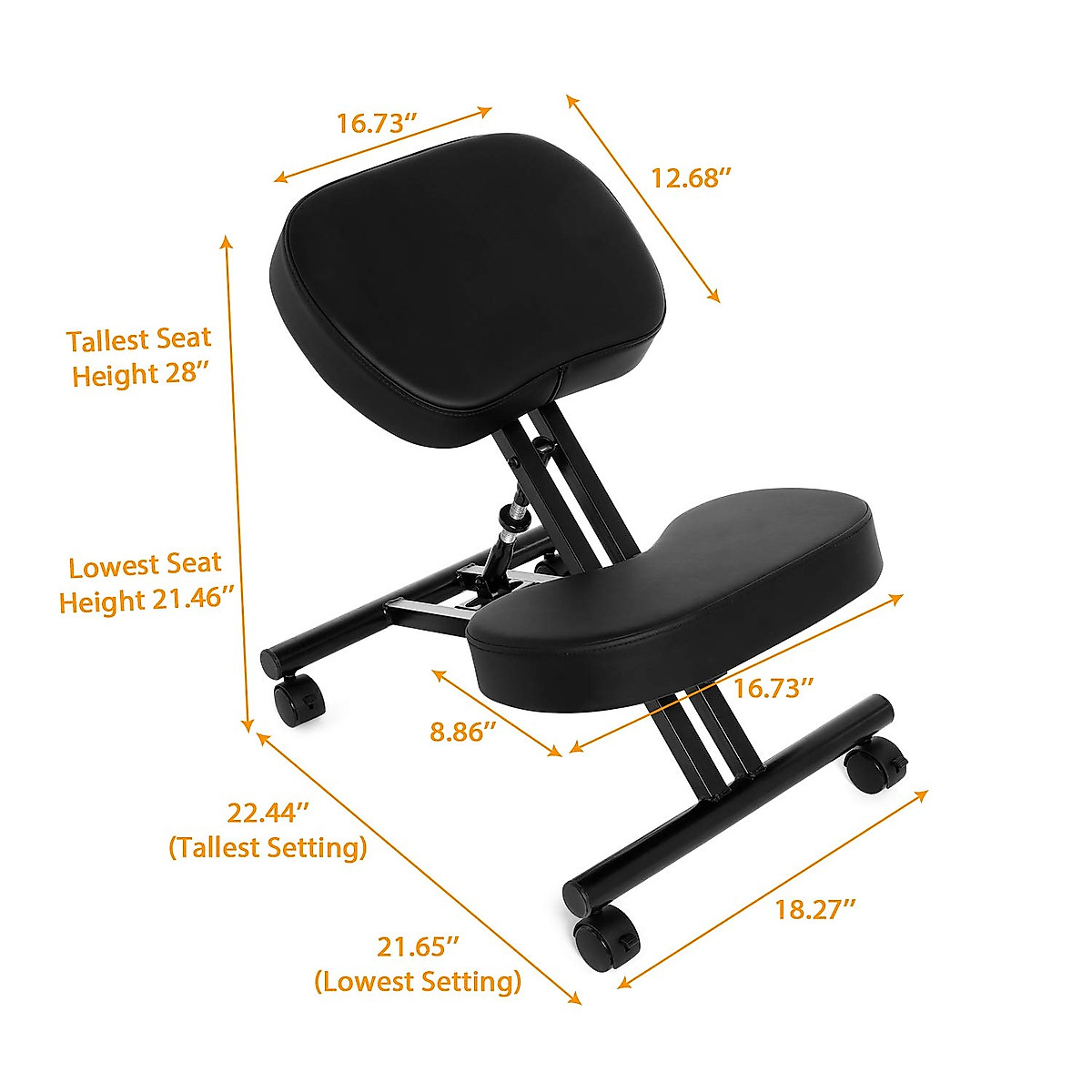 Himimi Ergonomic Kneeling Chair - Faux Leather - Thick Comfortable Moulded Foam Cushions - Brake Casters, Adjustable Stool for Home & Office