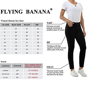 FLYING BANANA Women's White Mid Rise Comfy Stretch Denim Skinny Jeans (White, 16)