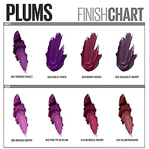 Maybelline New York Color Sensational Purple Lipstick, Satin Lipstick, Pretty in Plum, 0.15 oz