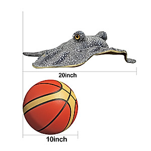 ZHONGXIN MADE Simulation Stingray Fish Plush Toys Stuffed Animal - 20 inch Manta Ray Bass Leopard Stingray Fish Deep Sea Toy, Cute Skate Fish Toy as Gift for Kids