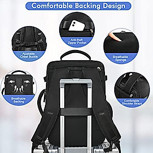 Rinlist Carry-on Backpack for Men Women, Black Travel Backpack Flight Approved, Anti Theft Casual Daypack, Weekender Backpack for Hiking Sport Gym College, Travel Essentials Must Haves