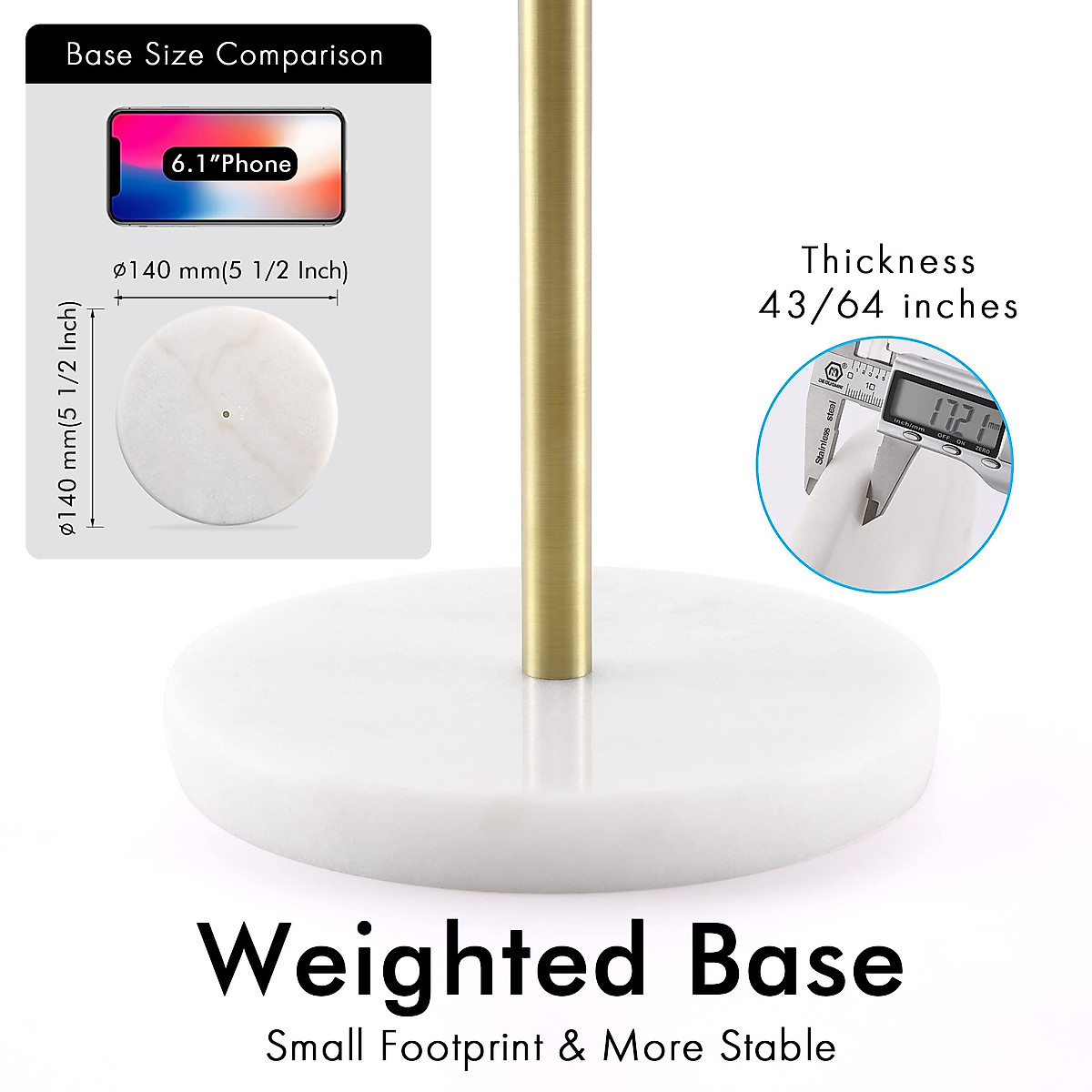 KES Gold Towel Rack Countertop, Hand Towel Stand 16.5" Height T-Shape Bath Towel Rack, Hand Towel Holder with Marble Base, Small Towel Rack Weighted Base SUS304 Stainless Steel, BTH205S14B-BZ