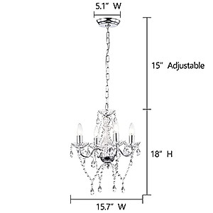 LaLuLa Chrome Chandelier Mini Crystal Chandelier 4 Light Candle Style Chandelier for Dining Room