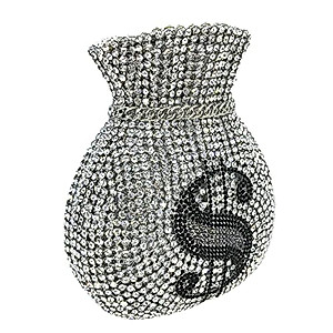 Tngan Women Money Pouch Evening Bag Sparkling Crystal Purses Rhinestones Wedding Party Prom Clutch, A-Silver