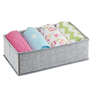 mDesign Fabric Drawer Organizer Bins, Kids/Baby Nursery Dresser, Closet, Shelf, Playroom Organization, Hold Clothes, Toys, Diapers, Bibs, Blankets, Lido Collection - 6 Pack - Gray