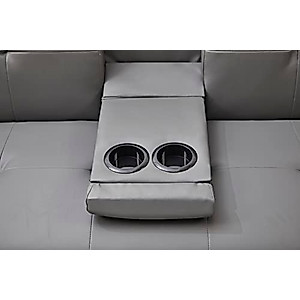 Morhome Leather Futon Bed Convertible Folding Couch for Living Room Sectional Sleeper Sofa for Small Space with Cup Holder and Removable Armrest Gray, Grey