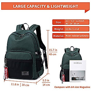 mygreen Unisex Classic Water Resistant School Rucksack Travel Backpack 14Inch Laptop Army Green