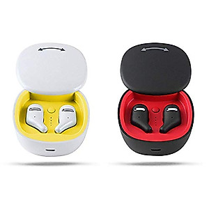 TBIIEXFL True Earbuds Headphones,Sports in-Ear Stereo Sound Earphones Non-Stop Playtime 24H Playtime with Charging Case Bulid-in Mic Waterproof Earbuds (Color : White-Dinosaur Doodle4)