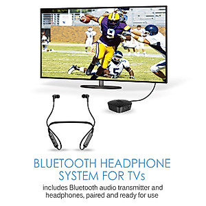 MEE audio Connect T1N1 Bluetooth wireless headphone system for TV - includes Connect Bluetooth audio transmitter and N1 wireless neckband in-ear headphones