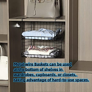 Under Shelf Basket Storage 2Pack - 11.8in Metal Under Cabinet Shelf, Hanging Wire Basket Shelves, Undershelf Storage Basket for Kitchen Pantry Bookshelf