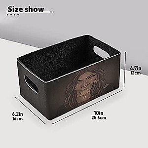 African American Pretty Girl Storage Basket Felt Storage Bin Collapsible Towel Storage Toy Storage Box Organizer for Kids Bedroom Magazine