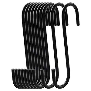WHYHKJ 10pcs 6" Black Antistatic Coating Steel Hanging Hooks Heavy-Duty S Hooks Home Storage Organizers Accessories