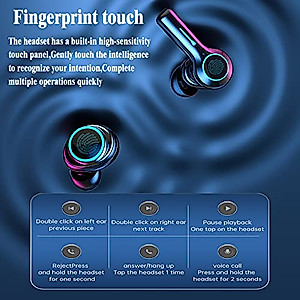 Wireless Bluetooth headset Waterproof in-ear earplug Fingerprint touch two pairs,Built-in microphone noise reduction With dual LED display Large capacity charging cabin,Compatible computer phone