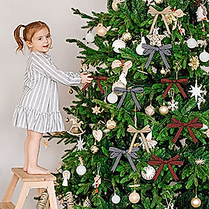 Christmas Ribbons Black Red Buffalo Plaid Fabric Ribbon Black and White Checked Gingham Ribbon 25 Yards Natural Burlap Ribbons Rustic Wrapping Ribbon for DIY Craft Party Decor (0.4 Inch)