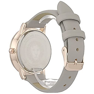 Anne Klein Women's Japanese Quartz Dress Watch with Faux Leather Strap, Gray, 16 (Model: AK/3818RGTP)