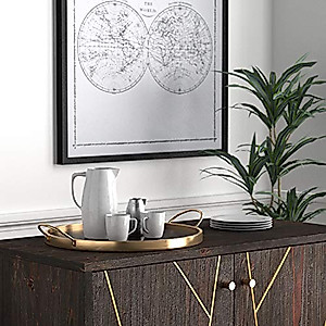 Amazon Brand – Rivet Contemporary Decorative Round Metal Serving Tray with Handles, 17.5-Inch, Black and Gold