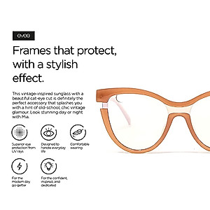 EVEE Trendy Designer Oversize Retro Cat Eye Sunglasses with Reflective Mirror Lens (Mia)