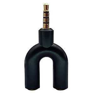 AAOTOKK 3.5mm Headphone Y Splitter Adapter Gold Plated 4 Pole 3.5mm Male to 3.5MM Headphone+Microphone (MIC) Female Plugs Audio Stereo Converter(2-Pack)