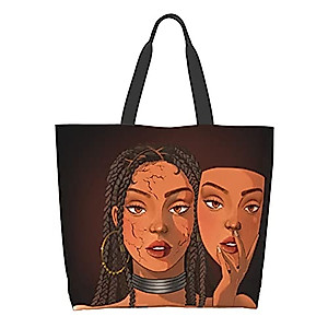 African woman Tote Bag,Large Shopping Shoulder Bag,Handbag for Women Halloween