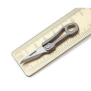 TUNYI Mini Folding Pocket Knife, EDC Tiny Package Knife, 1" Stainless Steel Blade with Titanium Alloy Handle, Ultra Compact and Lightweight