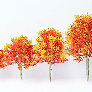 Exceart 4 Pcs Model Trees Fake Trees Autumn Maple Trees Plant Ornamentm for DIY Crafts Building Model Scenery Landscape Orange (19cm, 15cm, 13cm, 10cm Style)